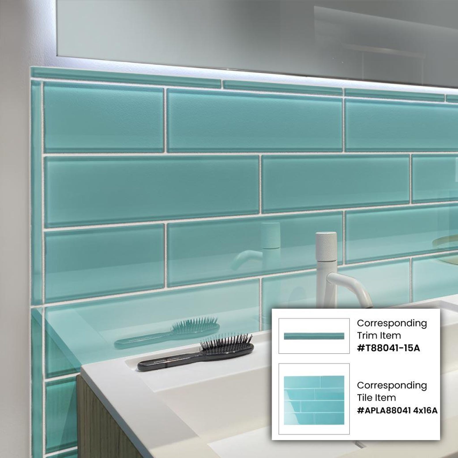 12 Pack Sky Blue 4 In. X 16 In. Polished Glass Subway Tile 5.33 Sq Ft ...