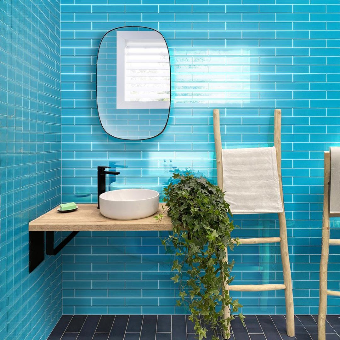Sapphire Blue 3x12 Glossy Subway Glass Tile - Sample - Etsy