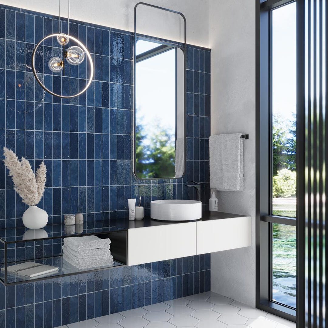 Dark Blue 2.5x8 Glossy Subway Ceramic Tile - Sample - Etsy