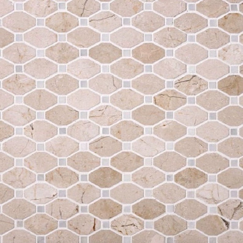5 Pack Beige 12-in X 12-in Polished Natural Stone Marble Octagon Dot ...