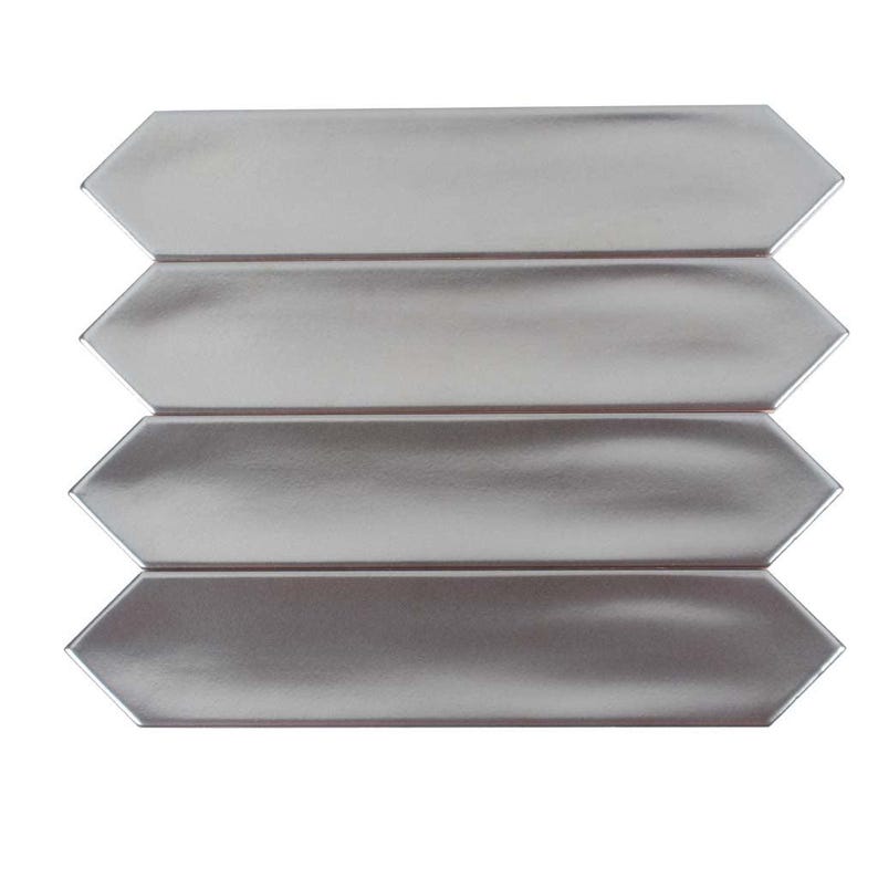 44 Pack Piquet 2 In. X 10 In. Glossy Silver Metallic Ceramic Picket ...