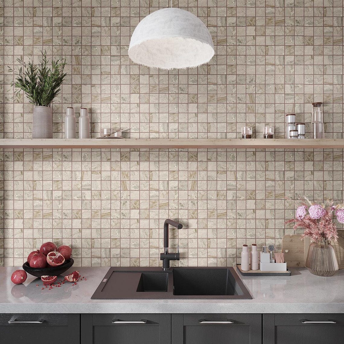 6 Pack Splendor 2 In. X 2 In. Matte Beige Porcelain Mosaic Wall and ...