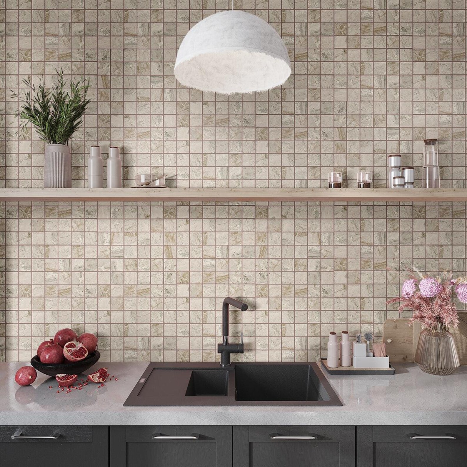 6 Pack Splendor 2 In. X 2 In. Matte Beige Porcelain Mosaic Wall and ...
