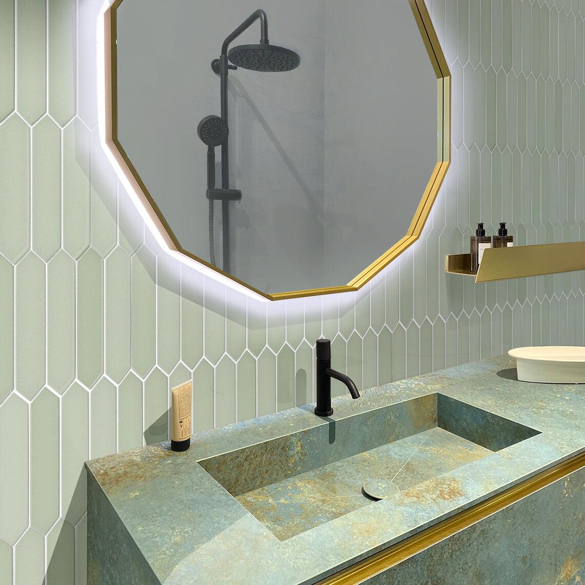 44 Pack Piquet 2 In. X 10 In. Matte Green Ceramic Picket Wall and Floor ...