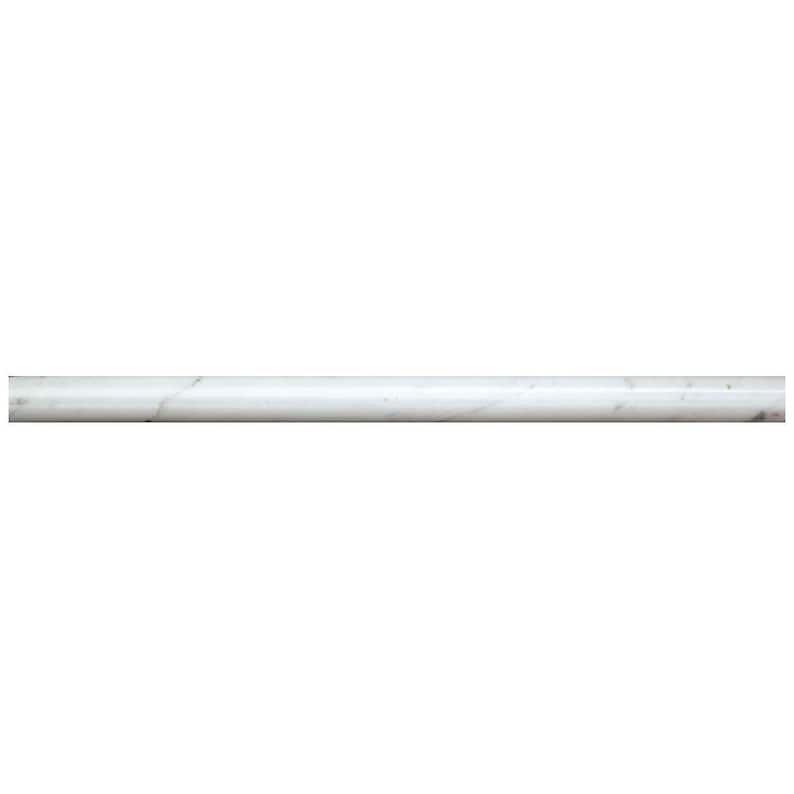 White 0.5x12 Marble Polished Pencil Tile Trim (10 Pack, 0.5 Sq Ft/case ...