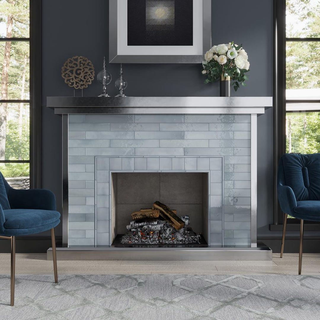 Benjamin Moore Smoke 0.5x8 Glossy Ceramic Pencil Tile Trim (10 Pack, 0. ...