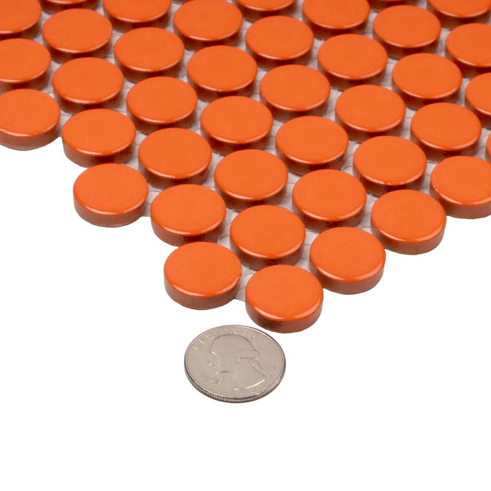 Orange 12x12 Glossy Penny Round Porcelain Mosaic Tile - Etsy
