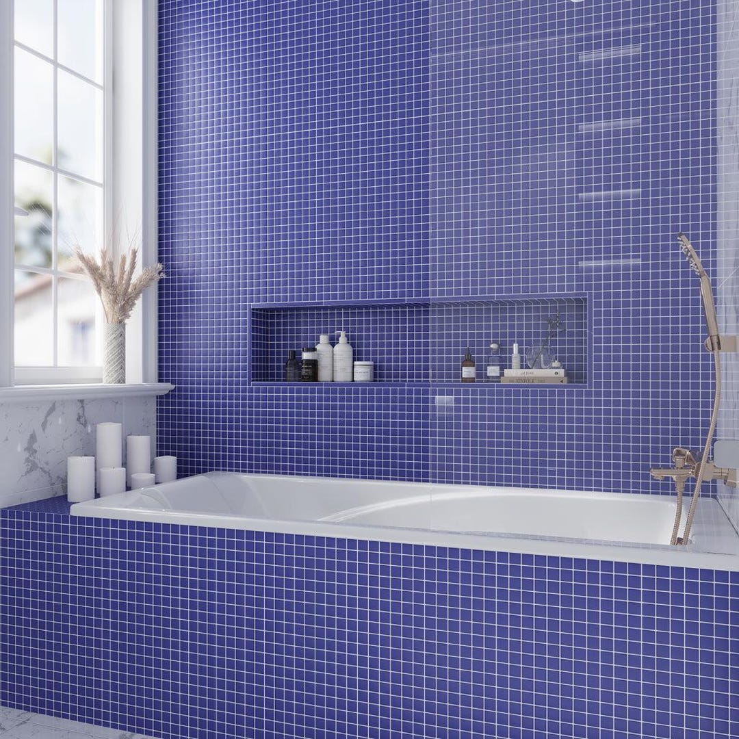 Cobalt Blue 0.5x12 Matte Glass Pencil Tile Trim (10 Pack, 0.5 Sq Ft ...
