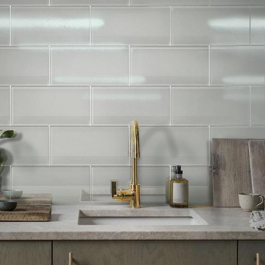 Lace White 8x16 Glossy Subway Glass Tile (15 Pack, 13.33 Sq Ft/case ...
