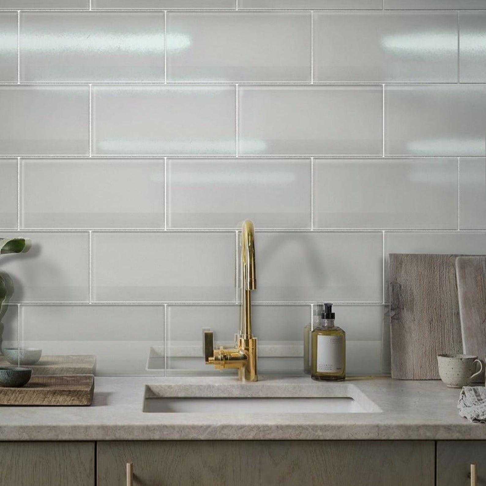 Lace White 8x16 Glossy Subway Glass Tile (15 Pack, 13.33 Sq Ft/case ...