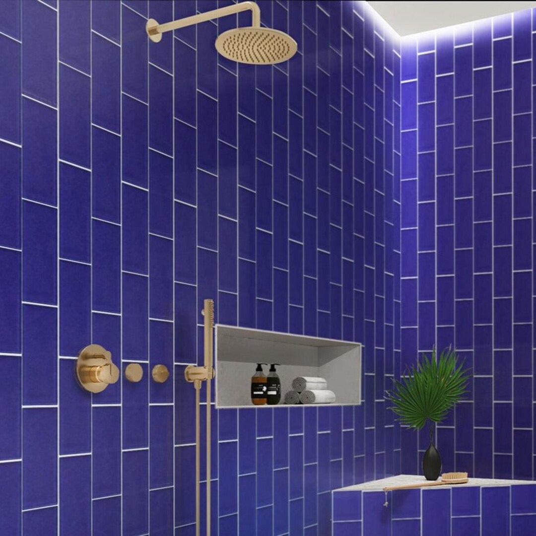 40 Pack Cobalt Blue 3 In. X 6 In. Matte Finished Glass Mosaic Tile 5 Sq ...
