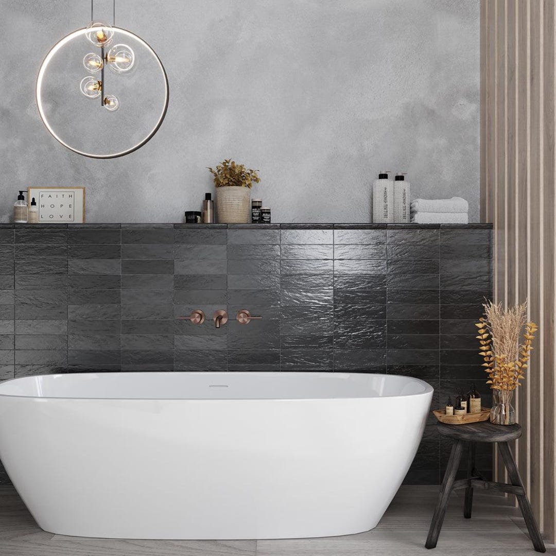 Black 2.5x8 Glossy Matte Subway Ceramic Tile (38 Pack, 5.38 Sq Ft/case ...