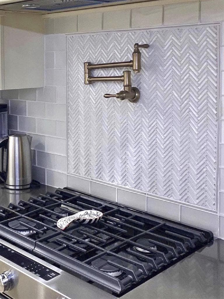 White 12x12 Glossy Matte Herringbone Glass Mosaic Tile (5 Pack, 4.83 Sq ...