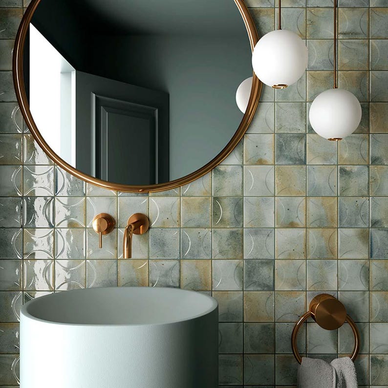 Sage Green 4x4 Glossy Ceramic Square Deco Tile (60 Pack, 6.48 Sq Ft ...