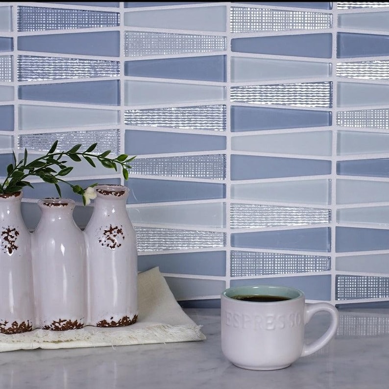 Blue 4 X 5 Glossy Matte Trapezium Glass Mosaic Tile - Sample - Etsy