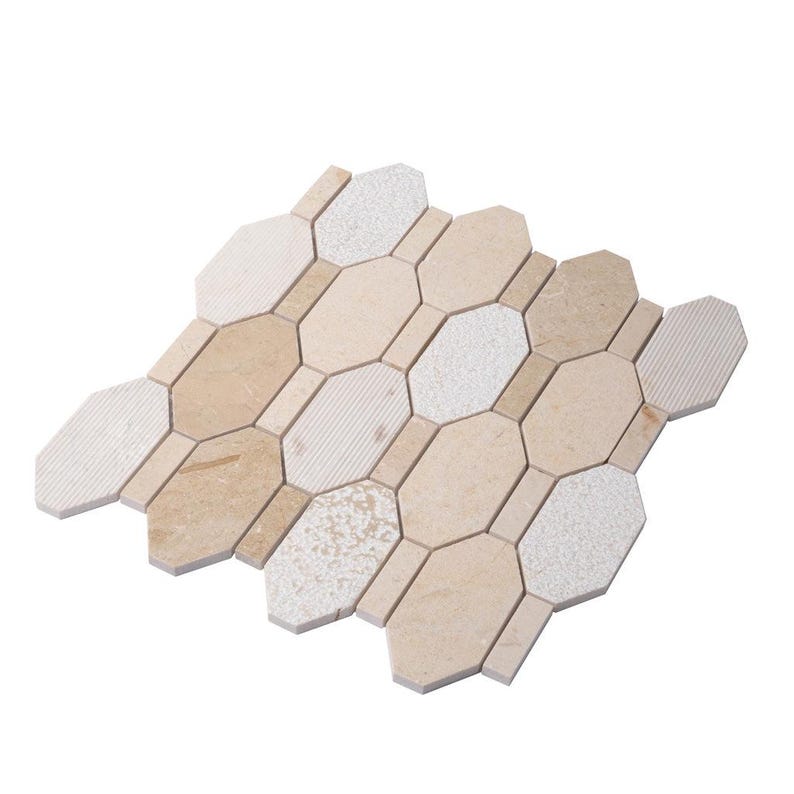 Beige 4 X 5 Polished Etched Hexagon Marble Mosaic Tile - Sample - Etsy