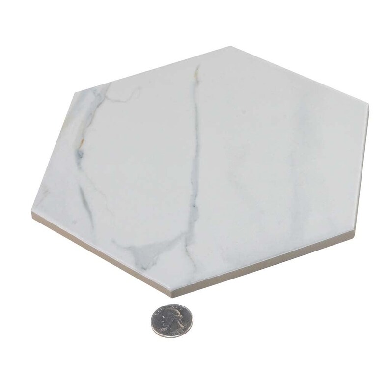 24 Pack Splendor 7.8 In. X 9 In. Matte White Porcelain Hexagon Wall and ...