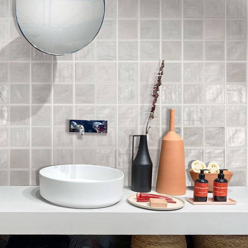 50 Pack White 4 In. X 4 In. Polished and Honed Ceramic Subway Tile 5.38 ...