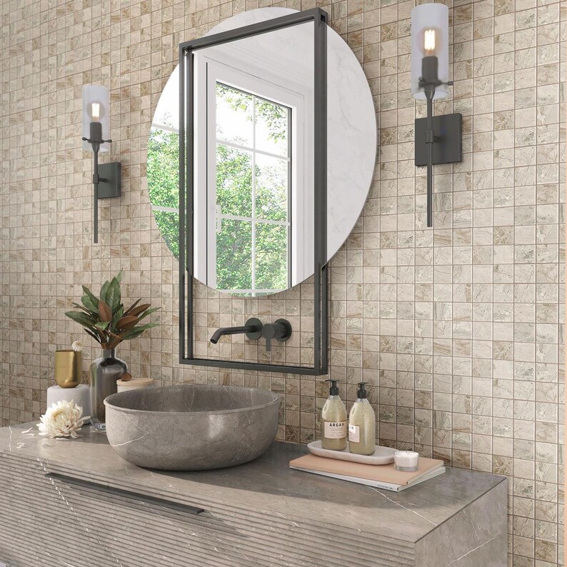 6 Pack Splendor 2 In. X 2 In. Matte Beige Porcelain Mosaic Wall and ...