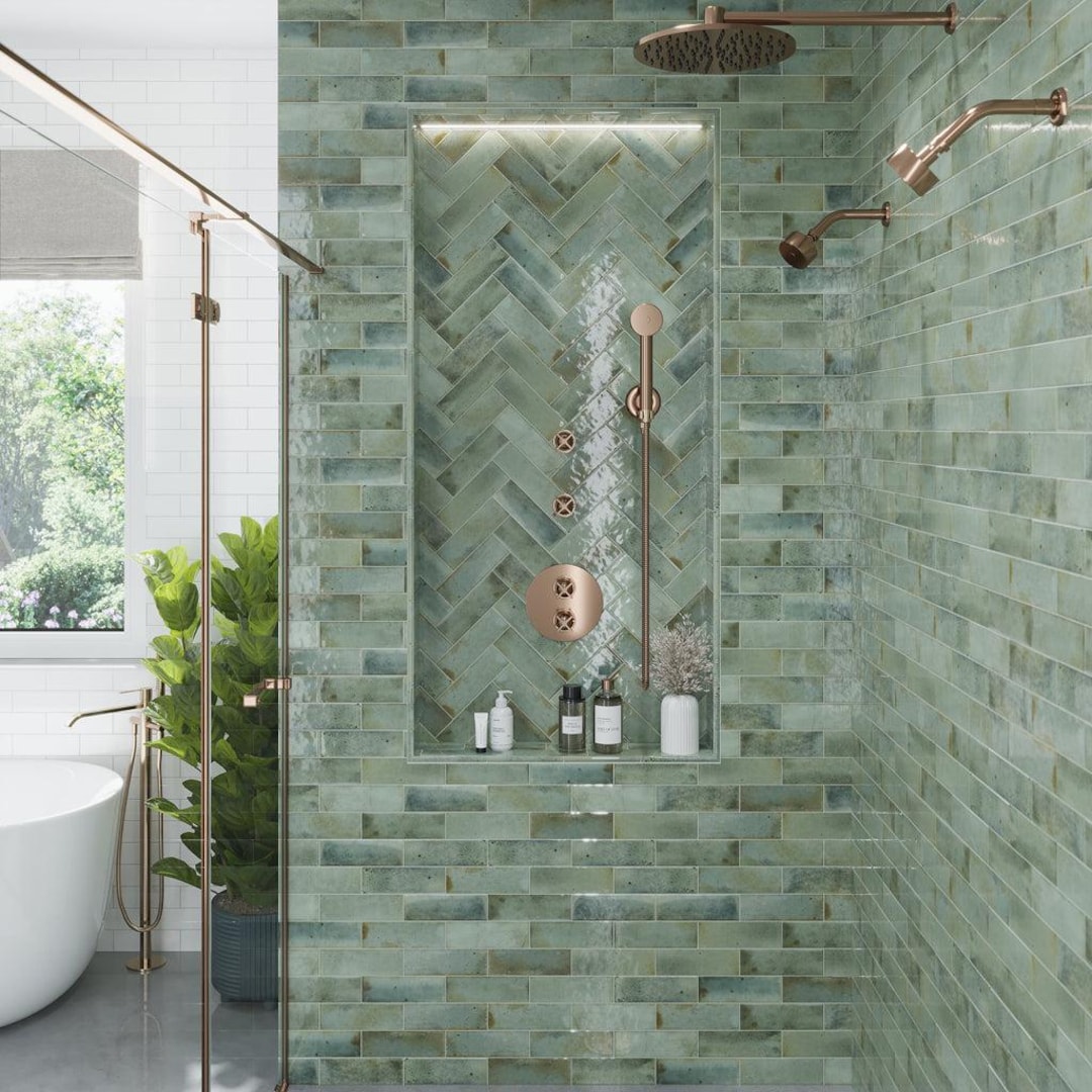 Sage Green 2.5x8 Glossy Ceramic Subway Tile (38 Pack, 5.38 Sq Ft/case ...
