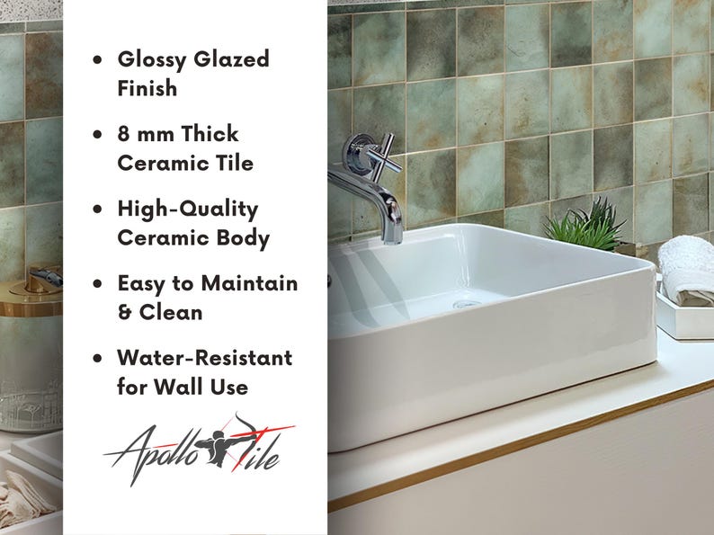 Sage Green Glossy Ceramic Pencil Tile Trim 0.5x8 for Backsplash, Shower ...