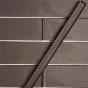 Cedar Brown 0.5x12 Glossy Glass Pencil Tile Trim (10 Pack, 0.5 Sq Ft ...