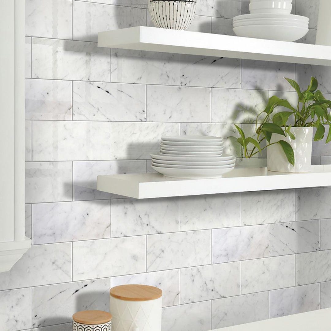 White 3x6 Subway Polished Marble Tile (40 Pack, 5 Sq Ft/case) - Etsy