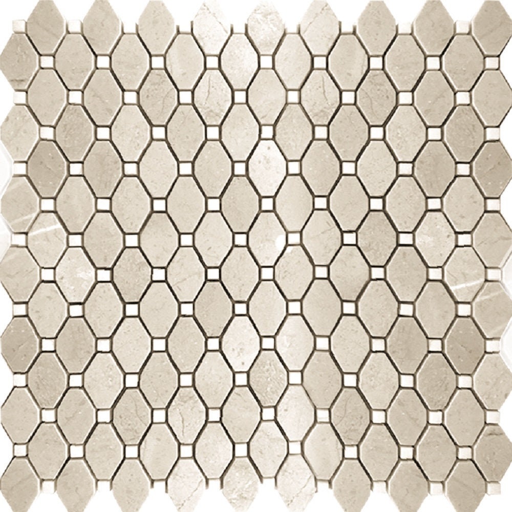 5 Pack Beige 12-in X 12-in Polished Natural Stone Marble Octagon Dot ...