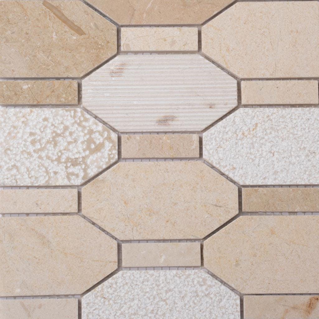 Beige 4 X 5 Polished Etched Hexagon Marble Mosaic Tile - Sample - Etsy
