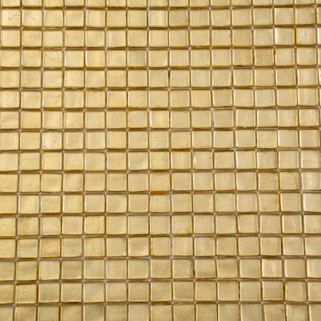 20-pack Skosh 11.6 In. X 11.6 In. Glossy Satin Sheen Gold Glass Mosaic ...