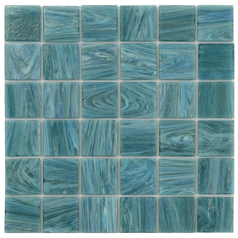 Celestial 12 In. X 12 In. Glossy Yale Blue Glass Mosaic Wall and Floor ...