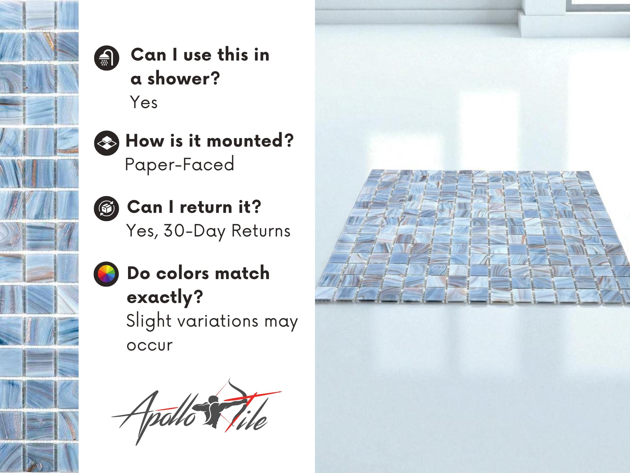 Manatee Blue Glass Mosaic Tile Sample – 4x5 Swatch for Pool Waterline ...