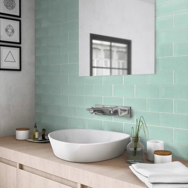 40 Pack Blizzard Blue 3 In. X 6 In. Matte Finished Glass Mosaic Tile (5 ...