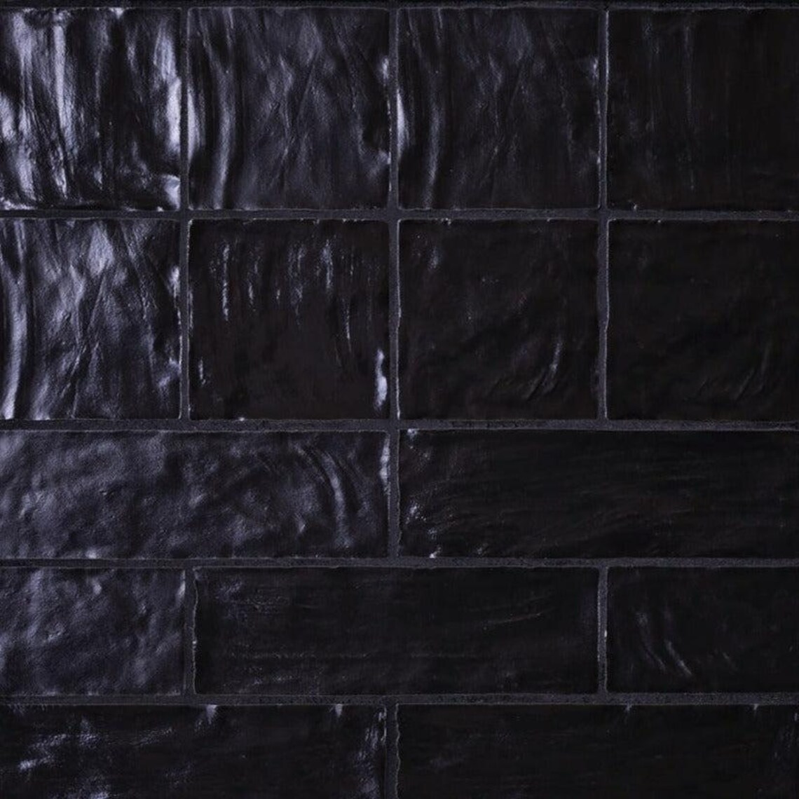 Black 2.5x8 Glossy Matte Subway Ceramic Tile (38 Pack, 5.38 Sq Ft/case ...
