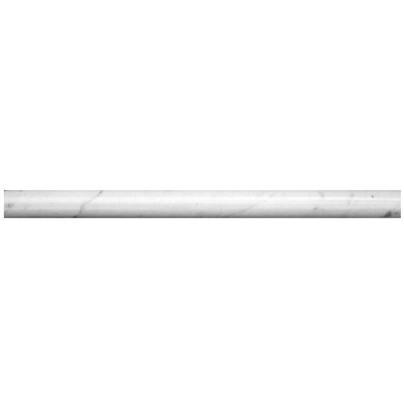 White 0.5x12 Honed Marble Pencil Tile Trim (10 Pack, 0.5 Sq Ft/case ...