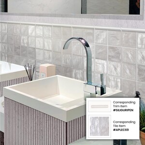 10 Pack Light Gray 1.25-in W X 7.9-in L Ceramic Pencil Bullnose Tile ...
