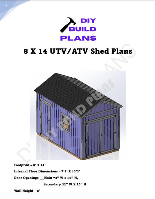 8' X 14' UTV ATV Shed Plan and Working Instructions, DIY - Etsy