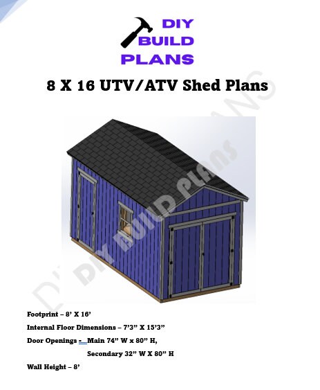 8' X 16' UTV ATV Shed Plan and Working Instructions, DIY - Etsy