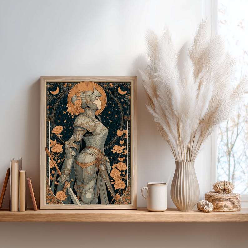 Female Medieval Knight Art Print | Knightcore Fantasy Folk Art | Art ...