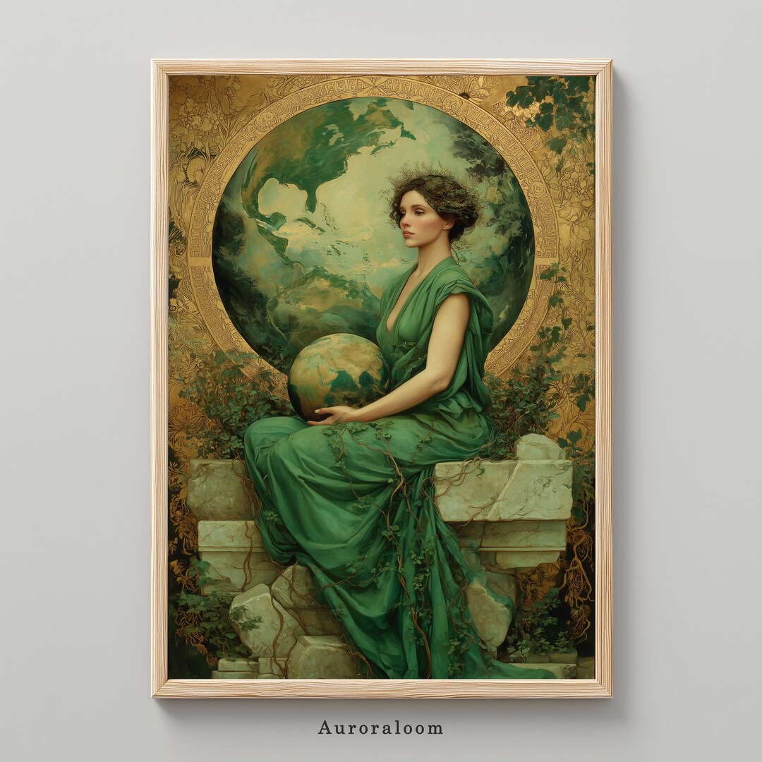 Gaia Goddess Art Print | Nouveau Wall Art | Primordial Goddess of Earth ...