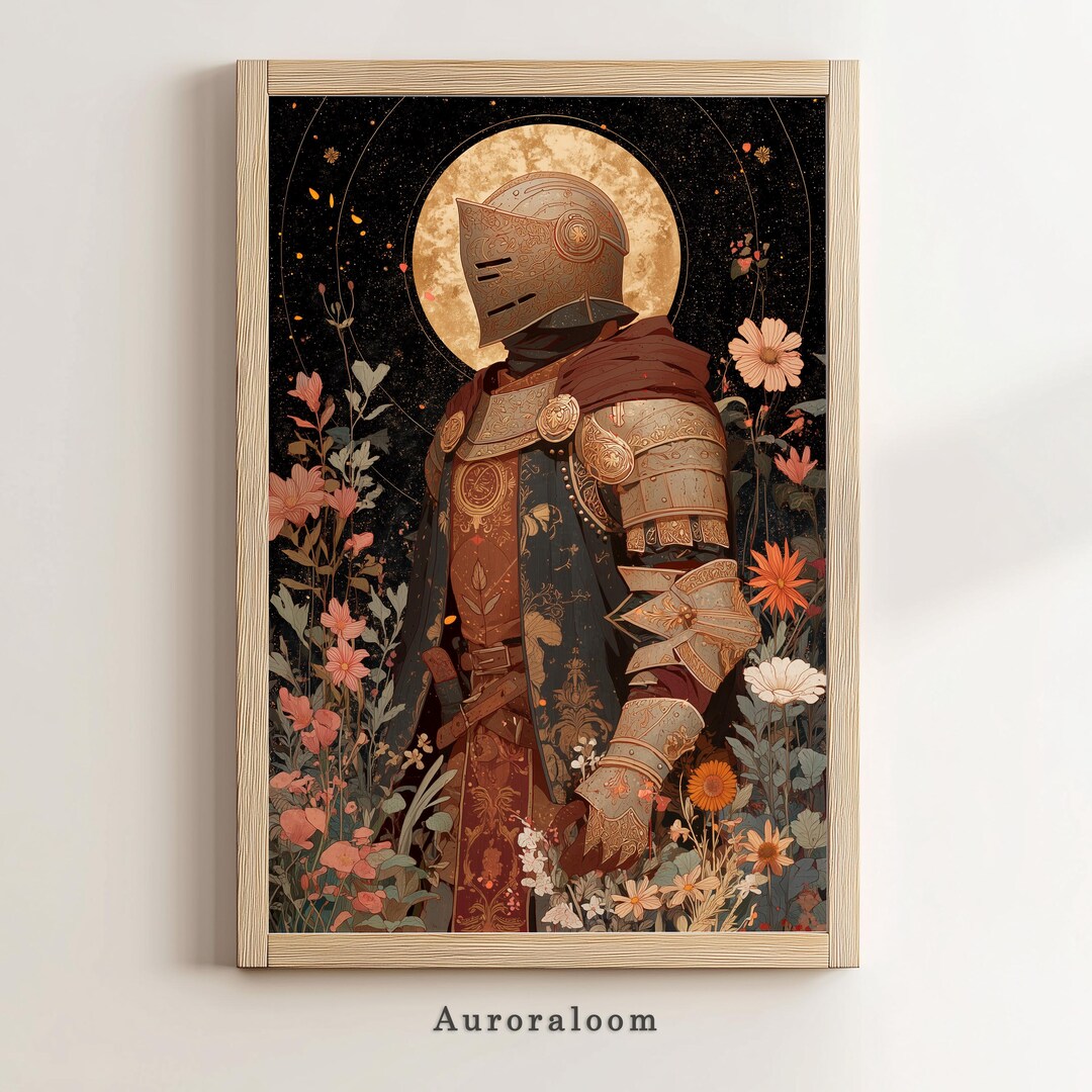 Fantasy Knight Art Print | Knightcore Fantasy Folk Art | Medieval ...