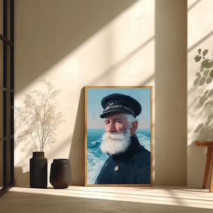 Vintage Ship Captain Art Print | Maritime Wall Art | Nautical Coastal ...