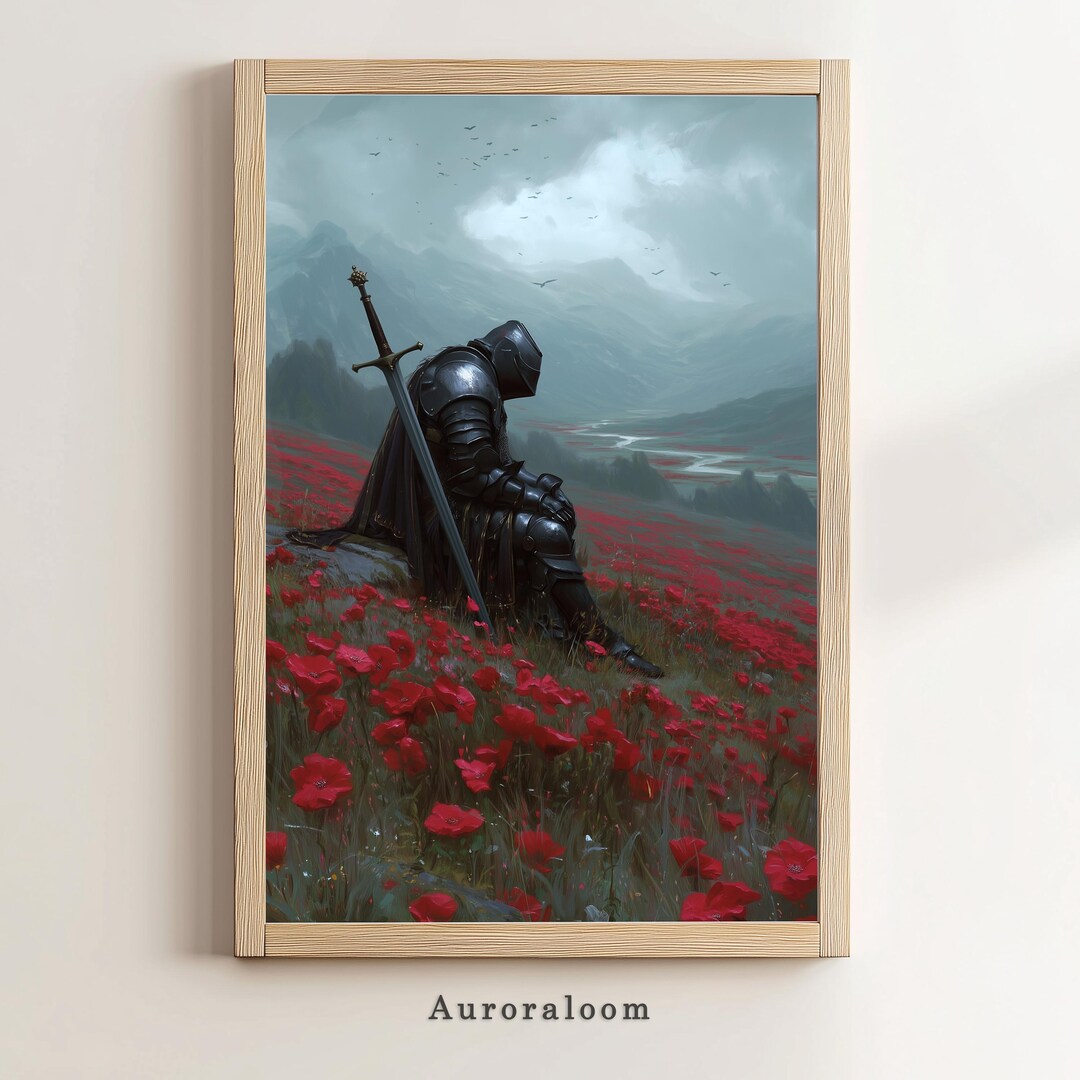 Medieval Fallen Knight Art Print | Knightcore Fantasy Folk Art ...