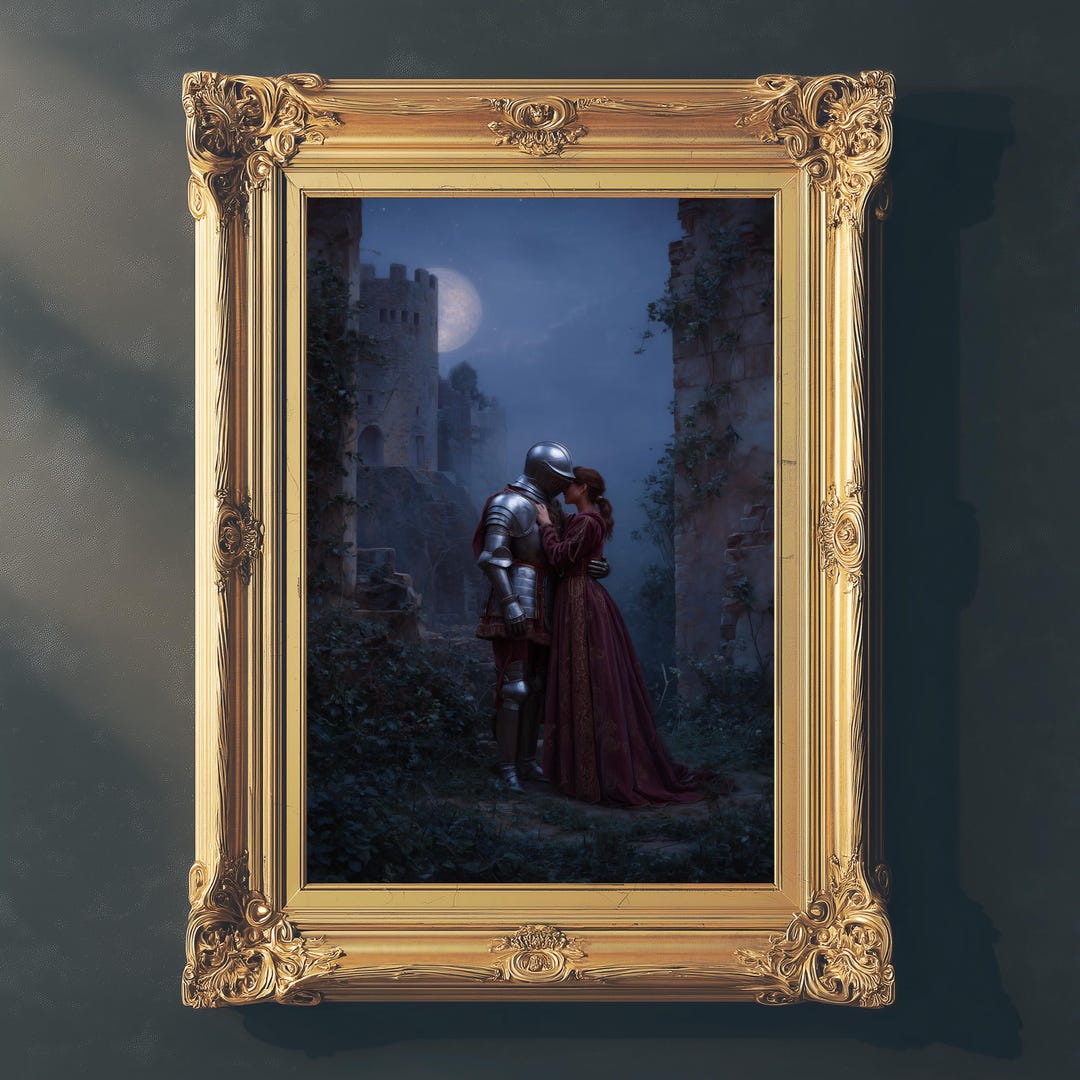 Romantic Knight and Lady Fantasy Art | Fairytale Love Art Poster ...