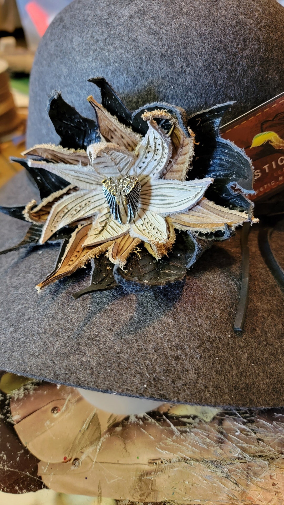 Leather Flower Hat Band - Etsy