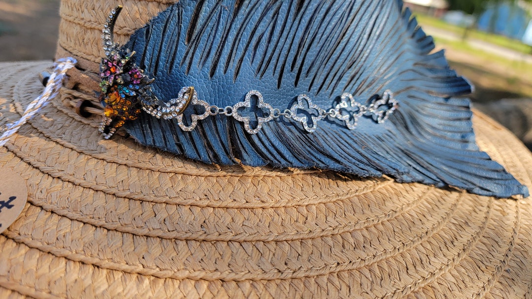 Shine Bright Like a Diamond Leather Feather Hat Band - Etsy