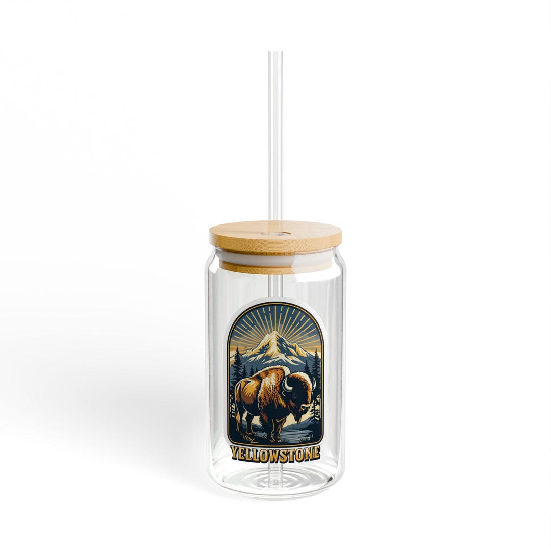 Yellowstone Bison Sipper Glass, Nature Lover Gift, National Park ...