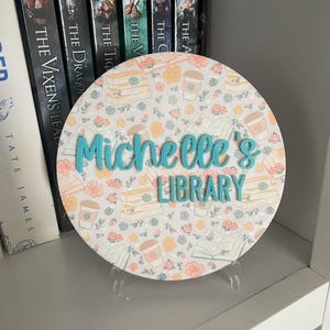 Library Sign, Bookshelf Sign, Book Sign, Shelf Sitter, Gift for Book ...