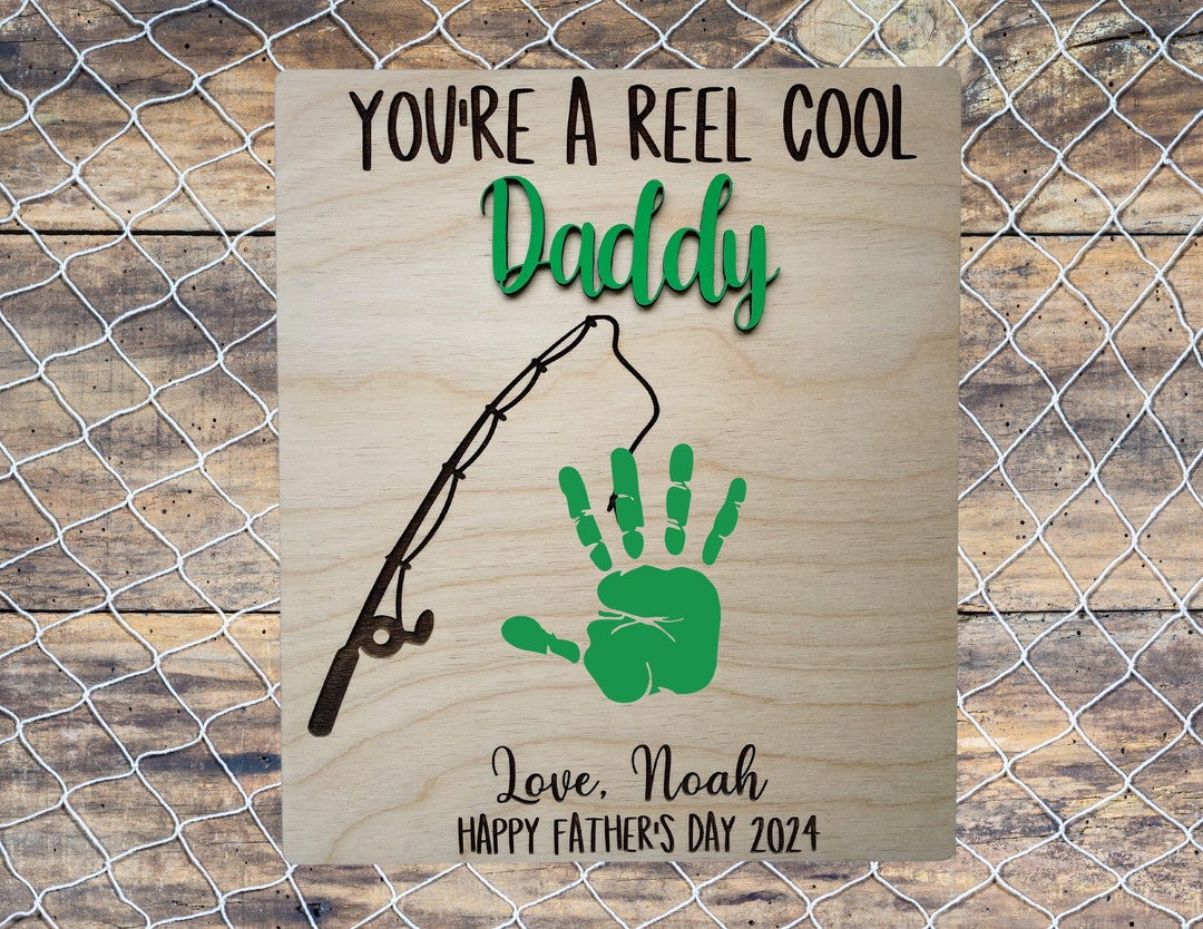 Fathers Day Gift for Dad Personalized Keepsake Fishing Handprint Sign ...