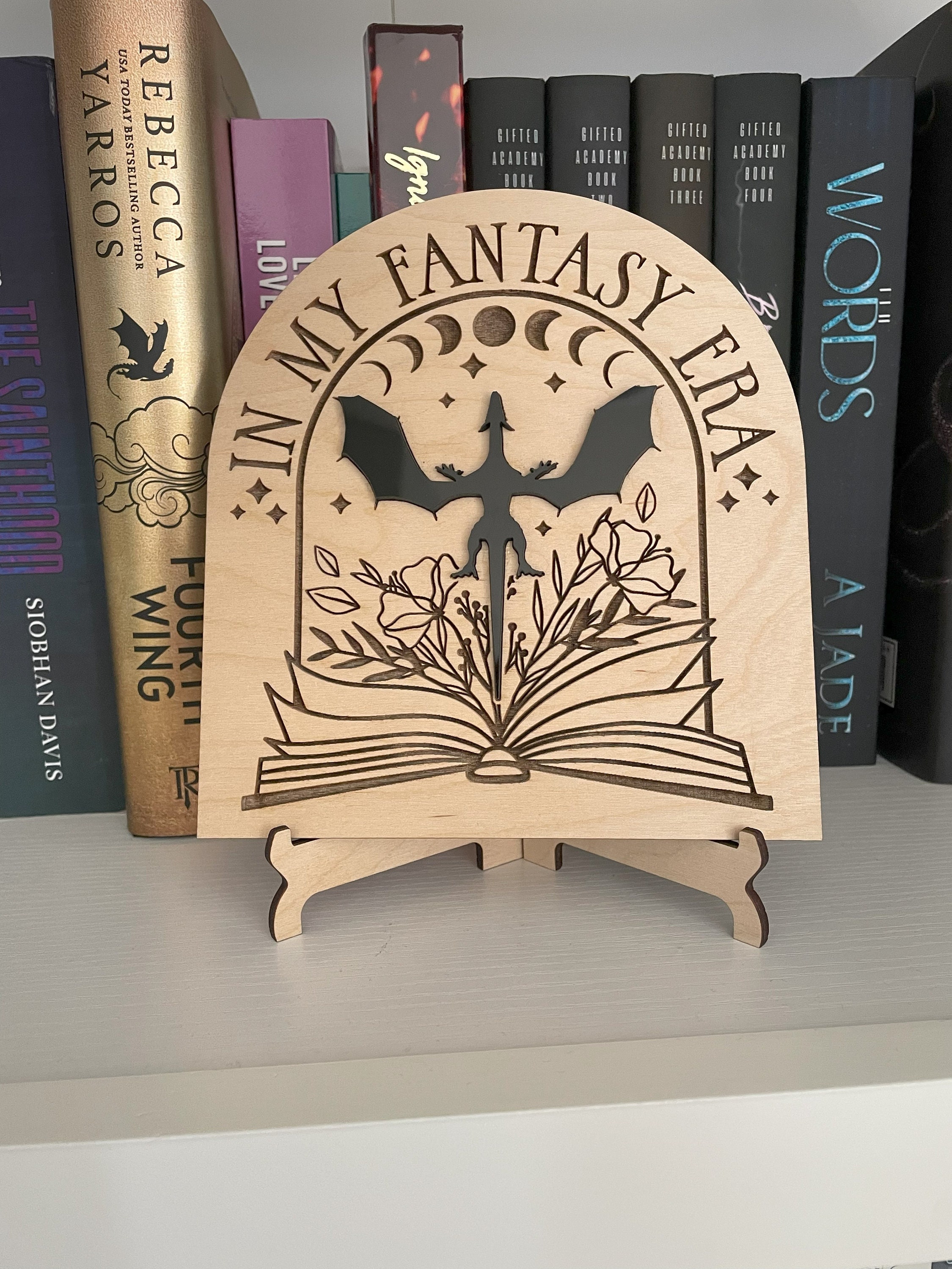 In My Fantasy Era Dragon Bookshelf Sign, Library Bookshelf Sign, Dragon ...